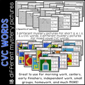 CVC Words Mystery Pictures - A Spoonful of Learning