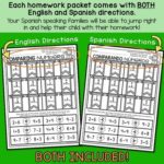 First Grade Homework - March (English and Spanish Directions) - A ...