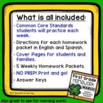 First Grade Homework - March (English and Spanish Directions) - A ...
