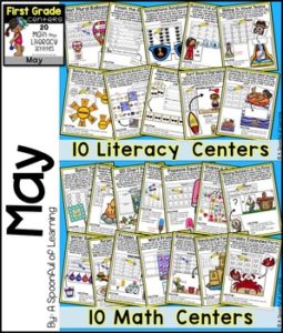 Math & Literacy Centers BUNDLE #2 - First Grade | Distance Learning - A ...