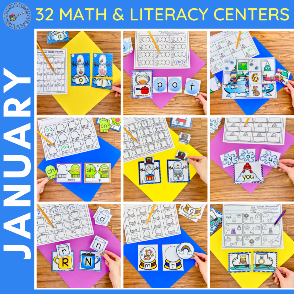 Winter Literacy and Math Centers (Bundled) Aligned to the CC - A ...