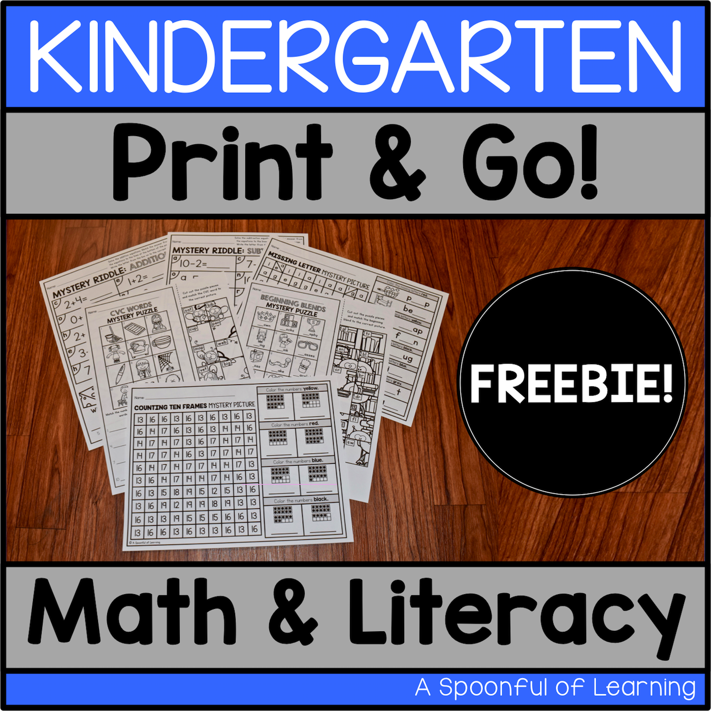 Kindergarten, 1st Grade, and 2nd Grade Math and Literacy Freebies