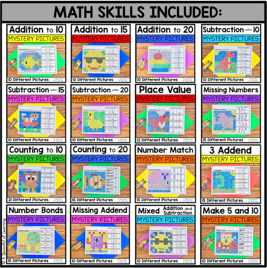 Math and Literacy Mystery Pictures BUNDLE