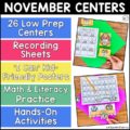 Thanksgiving Math and Literacy Centers - November - A Spoonful of Learning