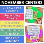 Thanksgiving Math and Literacy Centers - November - A Spoonful of Learning