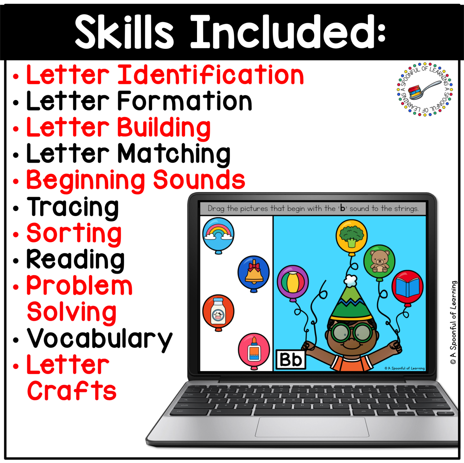 Digital Alphabet Letter Activities - A Spoonful of Learning