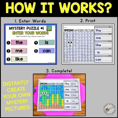 Spring Mystery Pictures Color by Code - Editable - A Spoonful of Learning