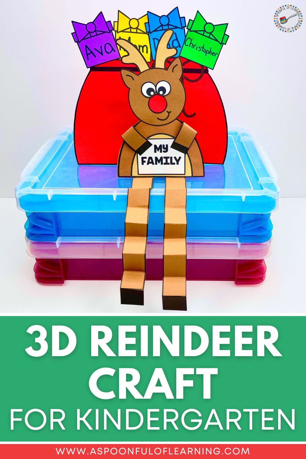 Festive Reindeer Craft for Kindergarten - A Spoonful of Learning