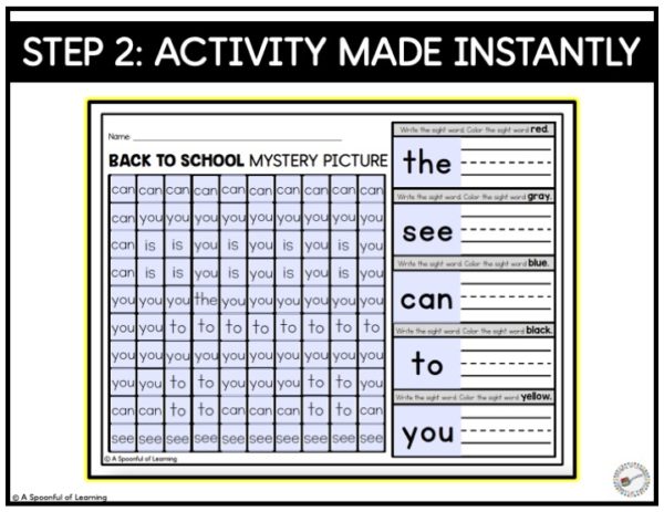 Editable Sight Word Mystery Pictures - A Spoonful of Learning