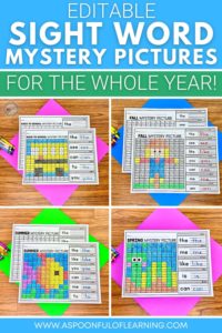Editable Sight Word Mystery Pictures - A Spoonful of Learning