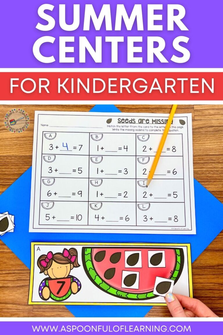 Fun Summer Centers for Kindergarten - A Spoonful of Learning