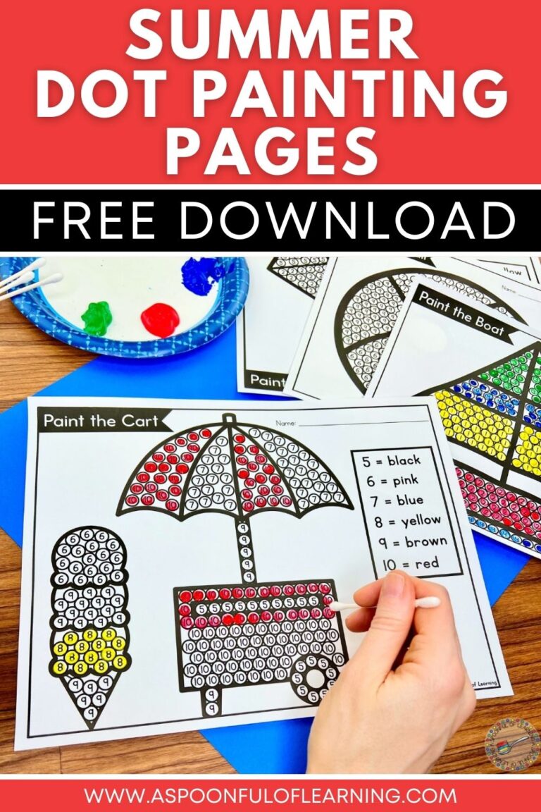 FREE Summer Dot Painting Pages - A Spoonful of Learning