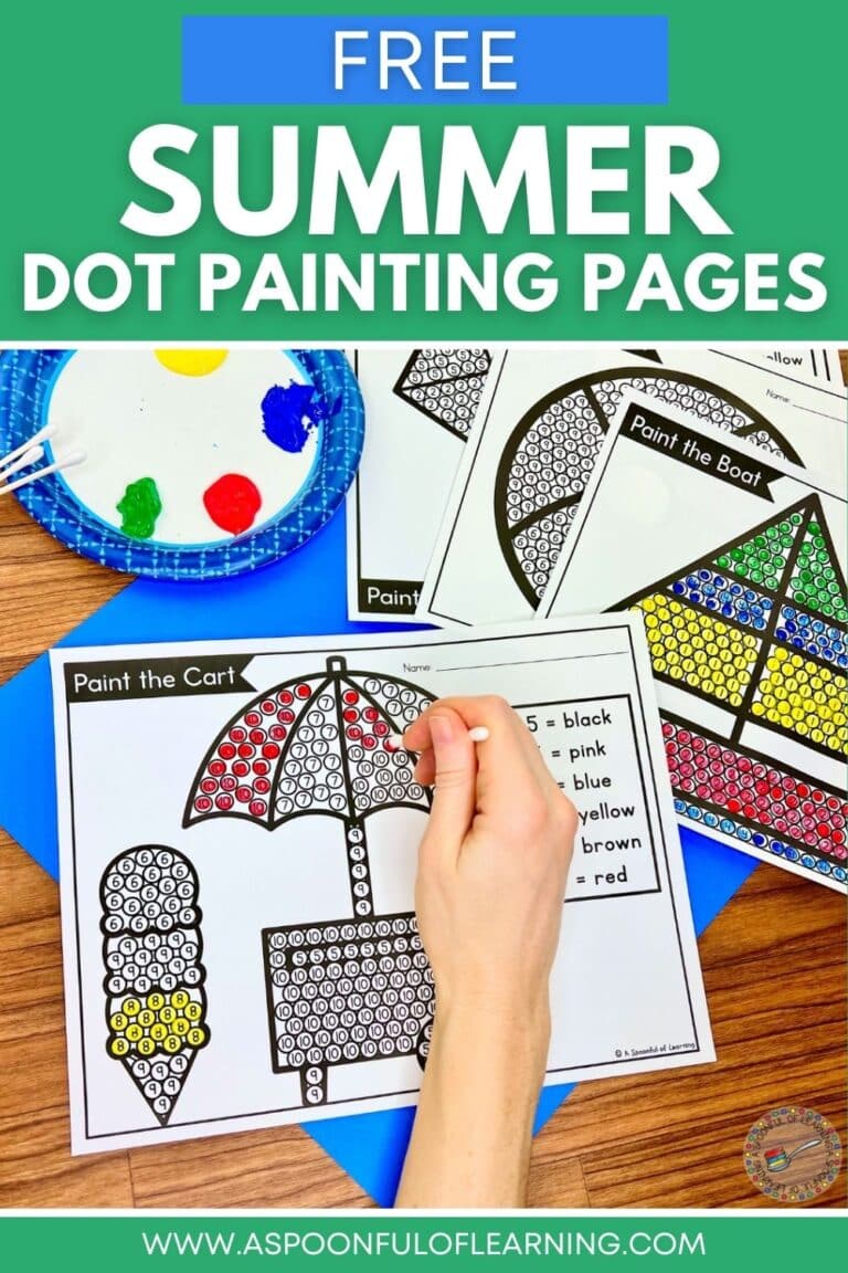 FREE Summer Dot Painting Pages - A Spoonful of Learning