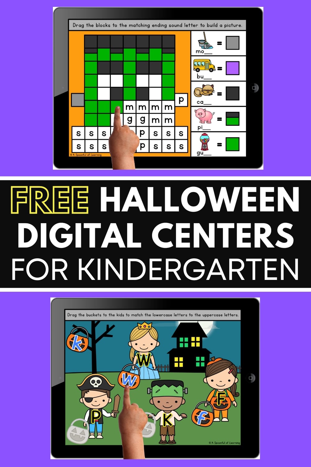 Free Digital Halloween Centers for Kindergarten - A Spoonful of Learning