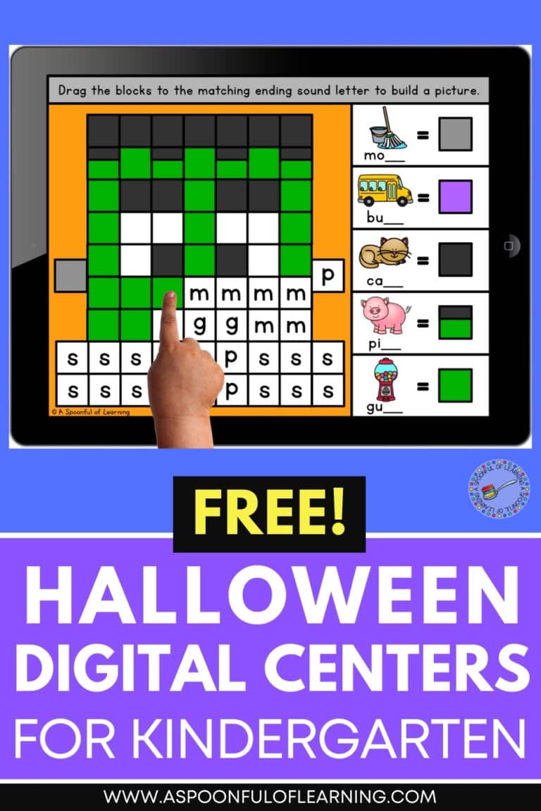 Free Digital Halloween Centers for Kindergarten - A Spoonful of Learning