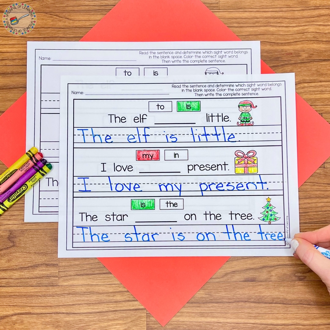 Kindergarten Homework for December - A Spoonful of Learning