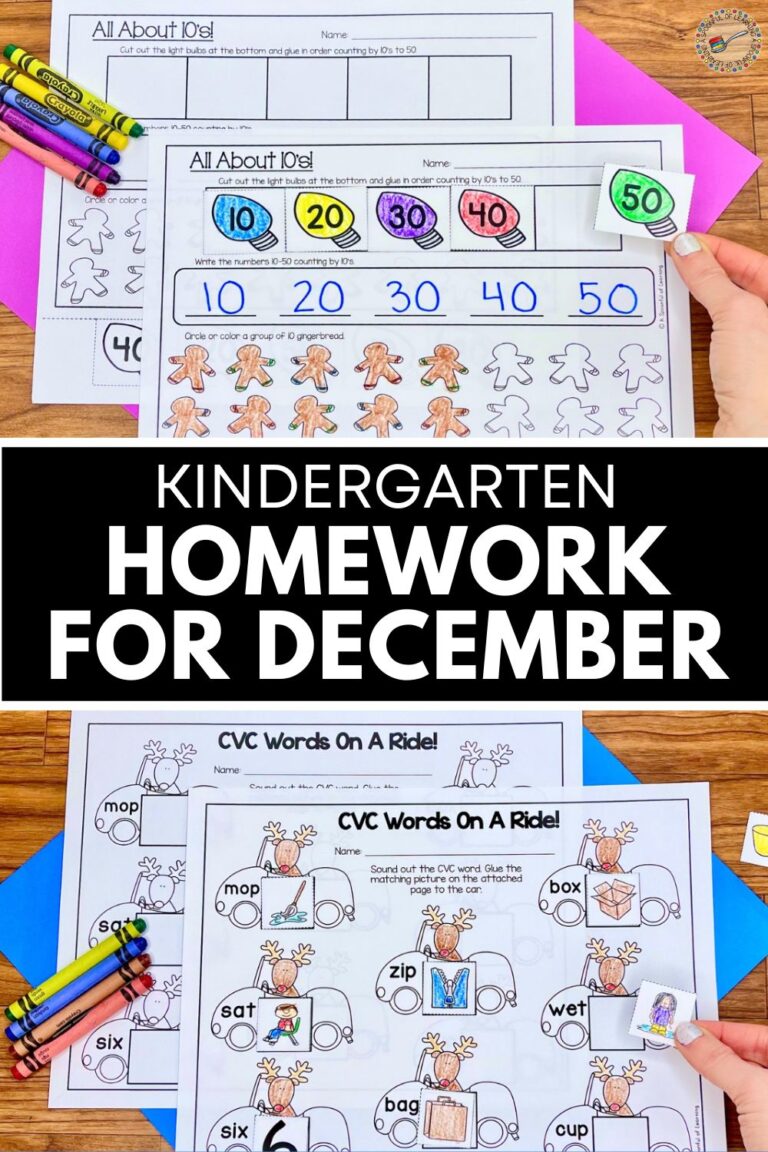 Kindergarten Homework for December - A Spoonful of Learning