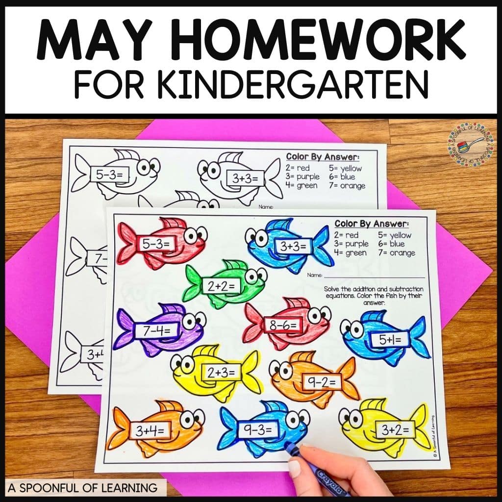 May Homework for Kindergarten - A Spoonful of Learning