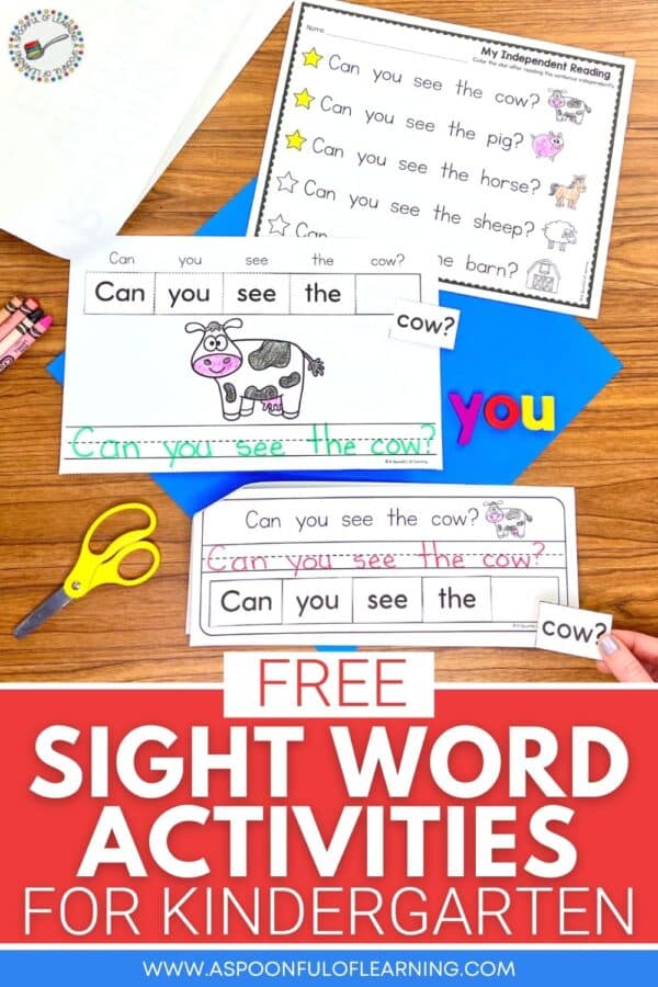 Free Sight Word Activities for Kindergarten - A Spoonful of Learning