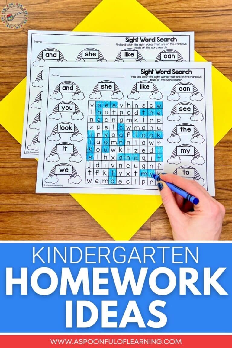 10 Engaging Kindergarten Homework Ideas - A Spoonful of Learning
