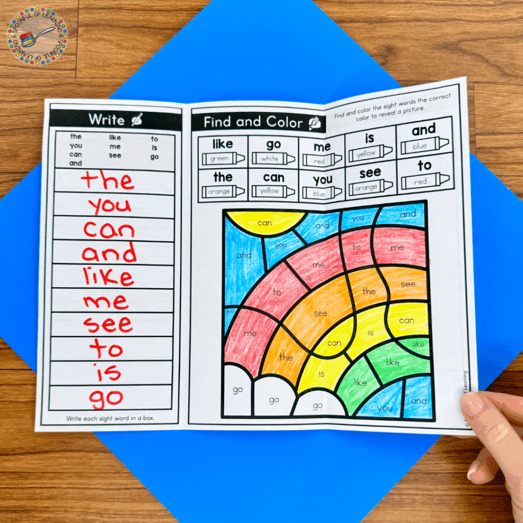 Sight Word Homework for Kindergarten - A Spoonful of Learning