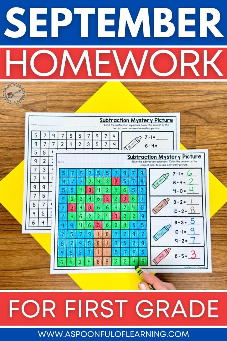 September Homework for First Grade - A Spoonful of Learning