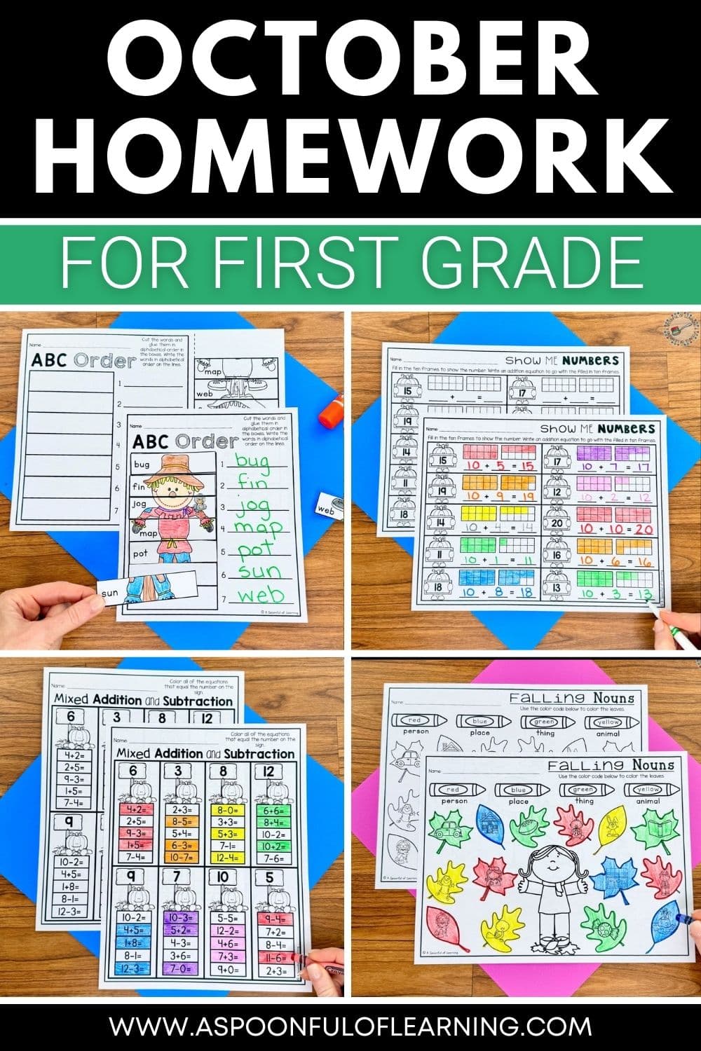 October Homework for First Grade - A Spoonful of Learning
