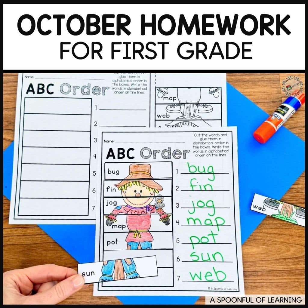 October Homework for First Grade - A Spoonful of Learning